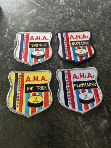 AHA American Hockey Association 4 patch Set iron On Rare Logo Amateur 3 ...
