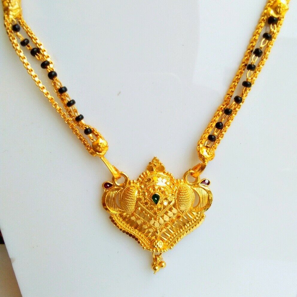 Indian 24"Long Gold Plated Ethnic Wedding Mangle Sutra Necklace Fashion ...