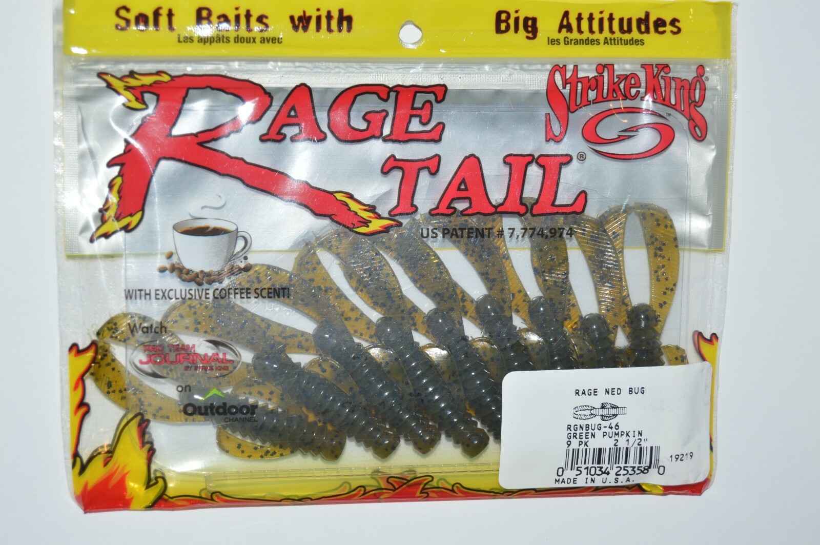 strike king 2 1/2" rage ned bug 9 per pack green pumpkin ned rig lure ...