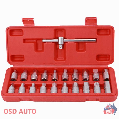 21pcs 3/8 Oil Drain Sump Plug Socket Bit Set Removal Wrench Tool Kit ...