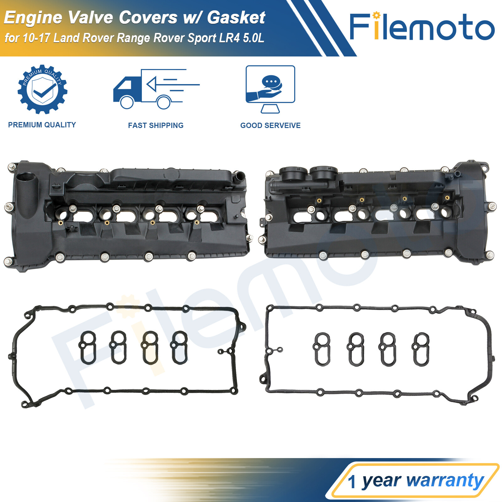 2x Valve Covers w/ Gasket +Bolts for 10-17 Land Rover Range Rover Sport ...