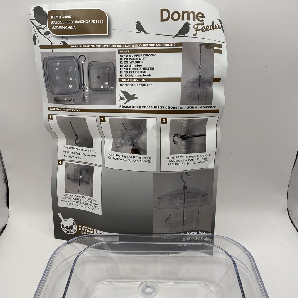 Dome Top Bird Feeder for Seed, Squirrel Proof, Songbird, Bluebird, and ...