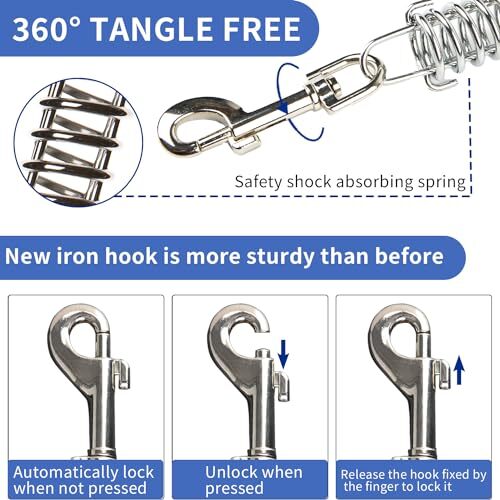 Dog Tie Out Cable 10/20/30ft Dog Runner Cable with Swivel Hook 20FT ...