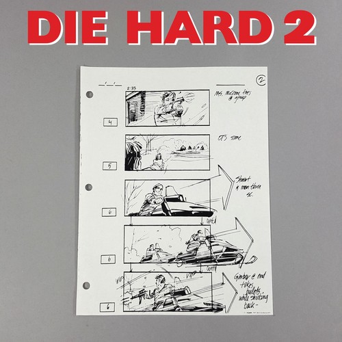Die Hard 2 - Production Used Storyboard, Bruce Willis Snowmobile Chase ...