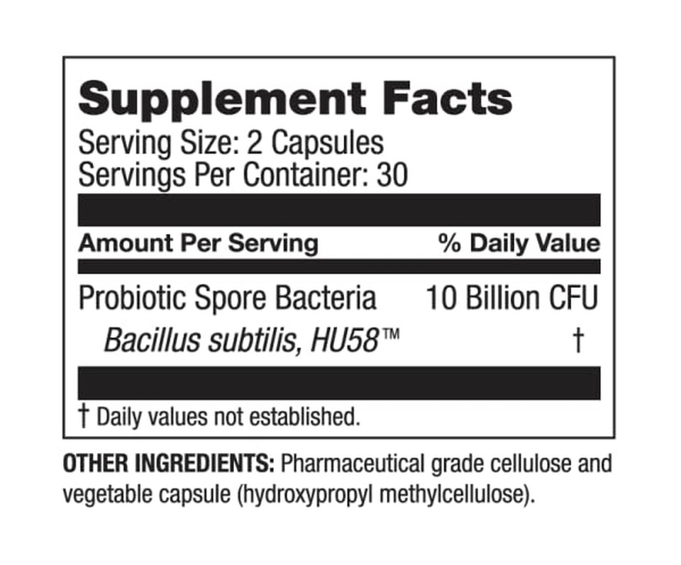 Microbiome Labs HU58 Digestive Probiotic - Bacillus Subtilis Spore ...
