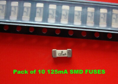 Pack of 10, Littelfuse Fast-acting SMD FUSE 125mA 125V 6.1mm x 2.7mm ...