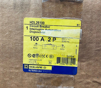 SQUARE D HDL26100 BREAKER 2POLE 100A 600V NEW IN BOX READY TO SHIP | eBay