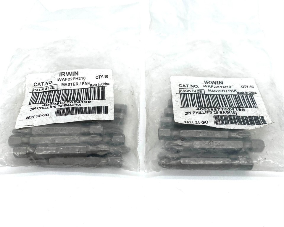 2 pack of 10-Irwin IWAF22PH210 Steel #2 Phillips Drive Hex Power | eBay