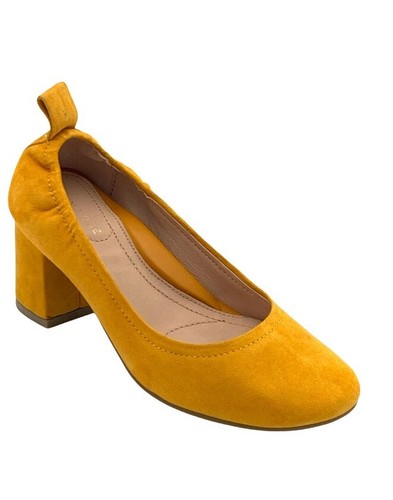 Taryn Rose Suede Savannah Block Heel Pumps Marigold Size 6 | eBay