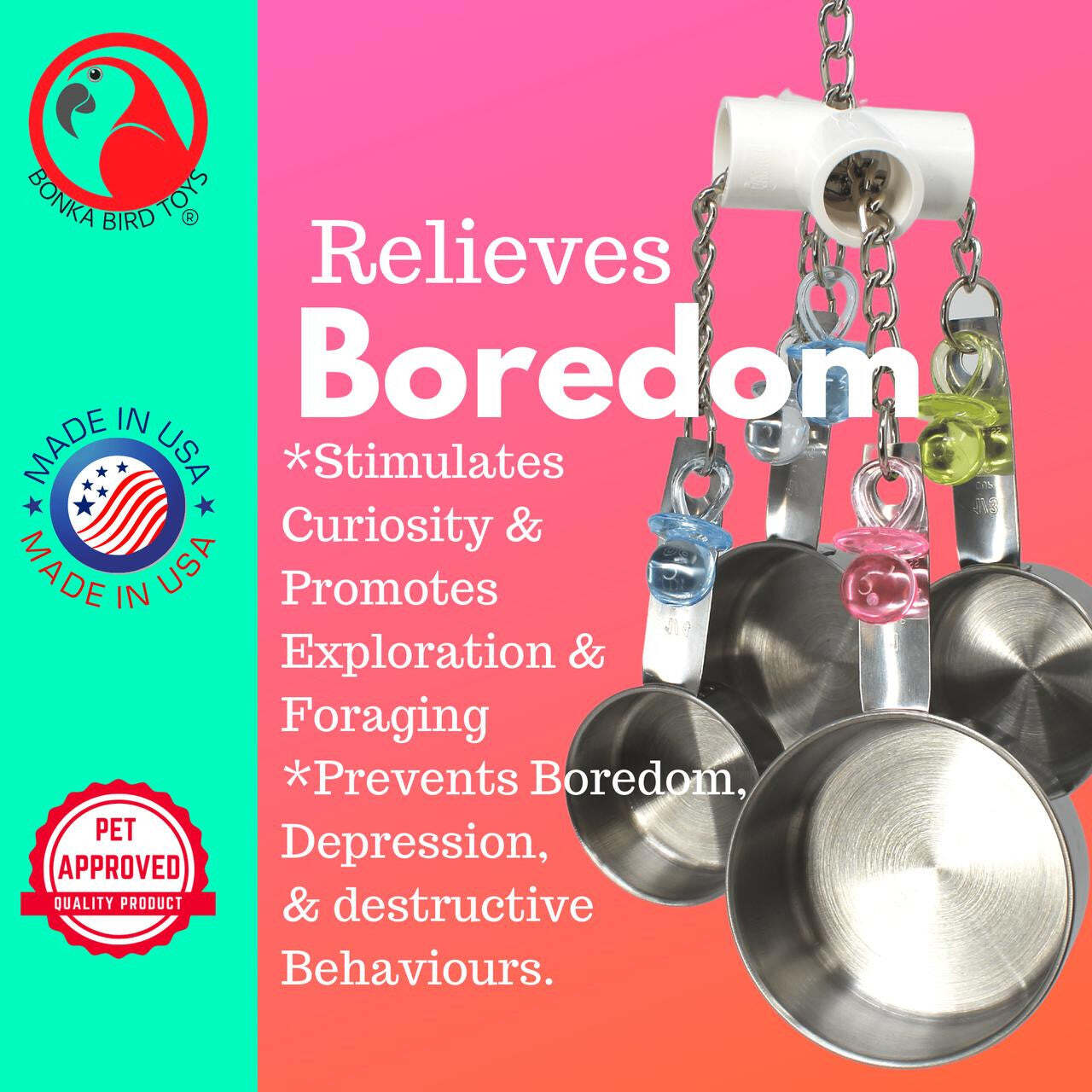 Bonka Bird Toys 1750 Clacker Medium parrot cage toy cages african grey ...