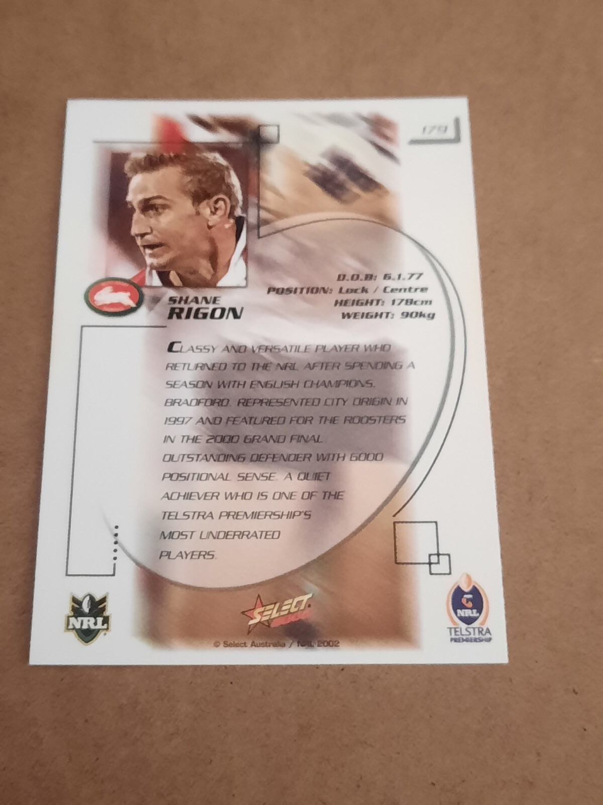 2002 Select NRL Challenge Shane Rigon | eBay