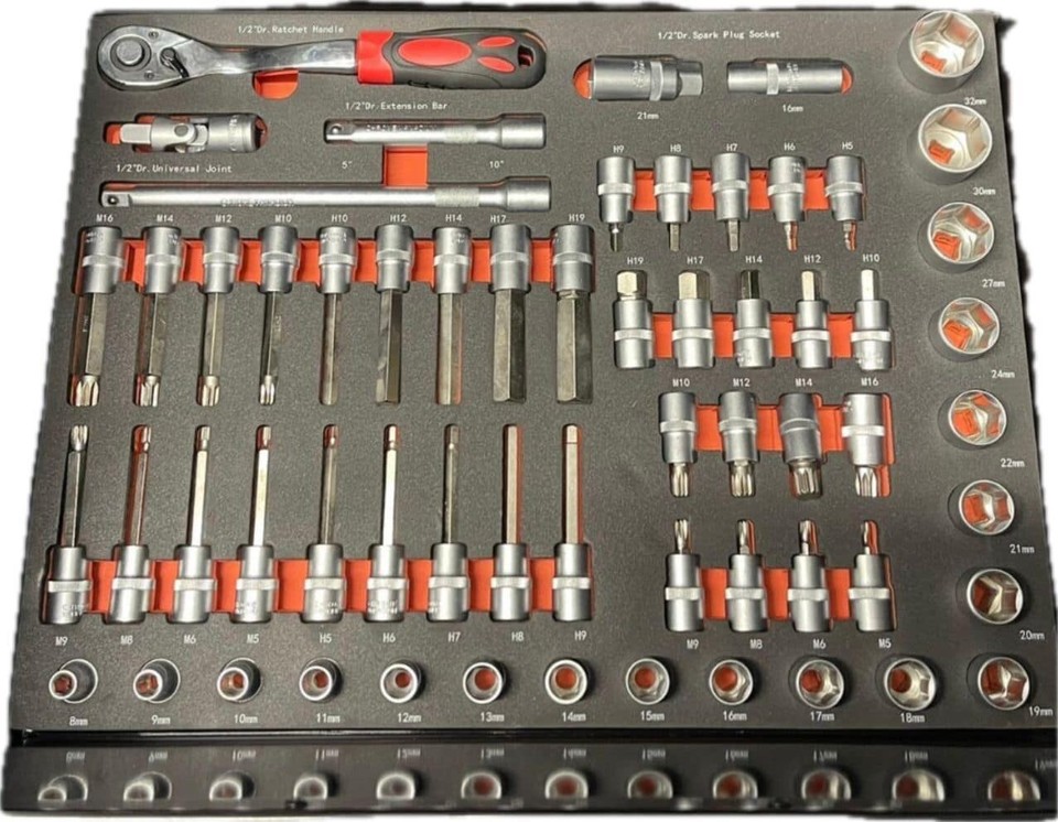 US PRO TOOL CHEST BOX WITH 6 EVA TOOLS TRAYS 6 DRAWER ROLLER CABINET ...