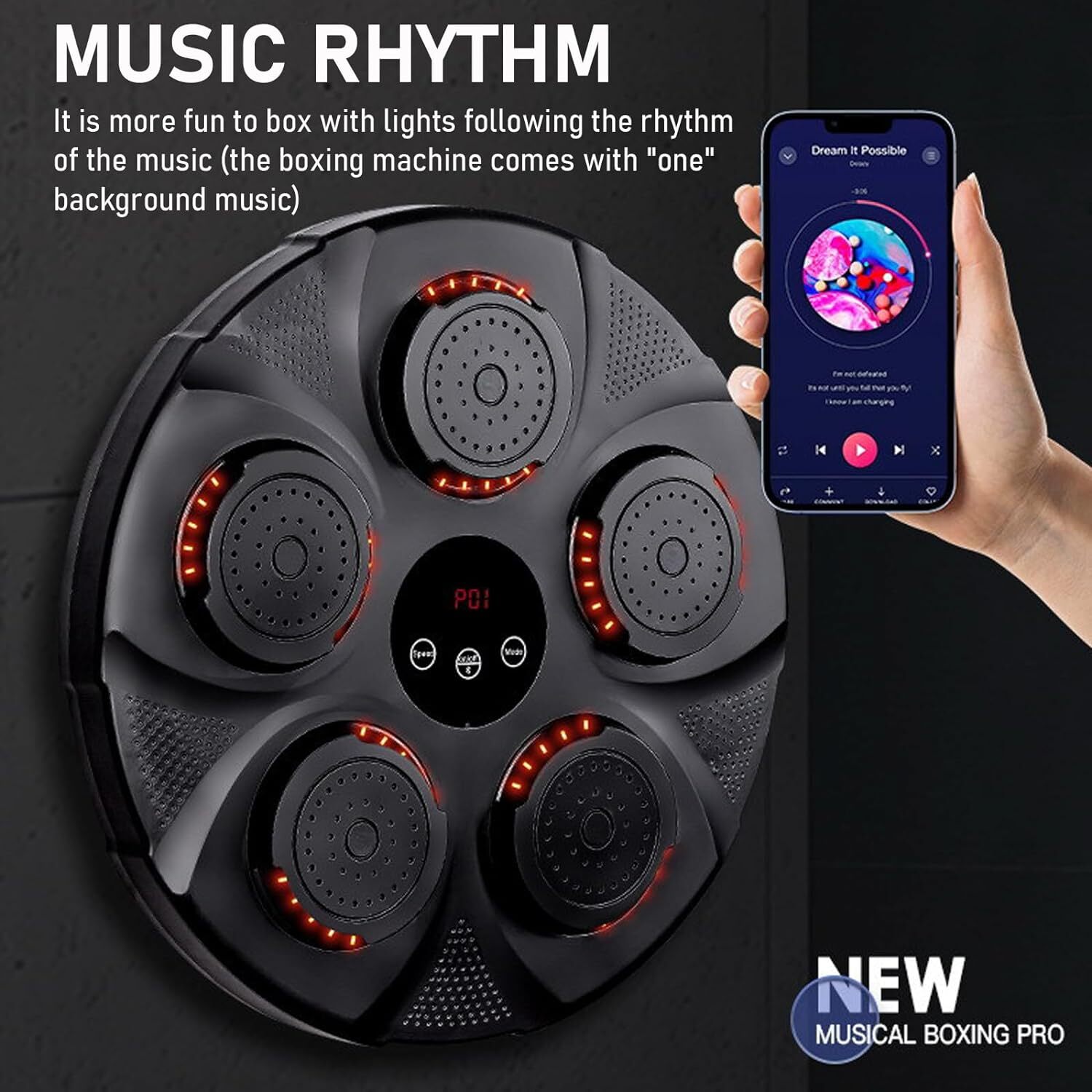 Boxing Training Target Wall Mount Bluetooth Music Indoor React Exercise ...