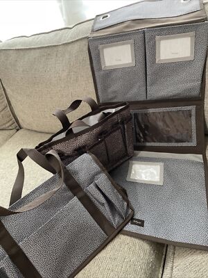 Thirty-One Mini Brown Pin Dots 5 Pocket Craft + Taupe 3 Pocket ...