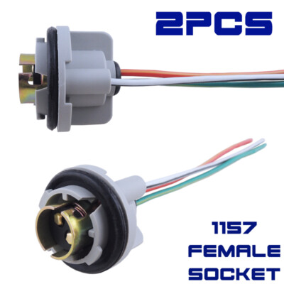 2x 1157 2357 2057 Female Socket Stop Brake Light Wire Harness Pigtail ...