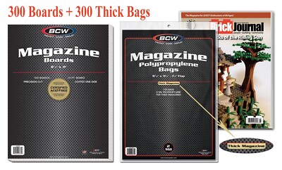 300 BCW THICK Magazine Protection Poly Bags Sleeve + Boards Safe Long ...