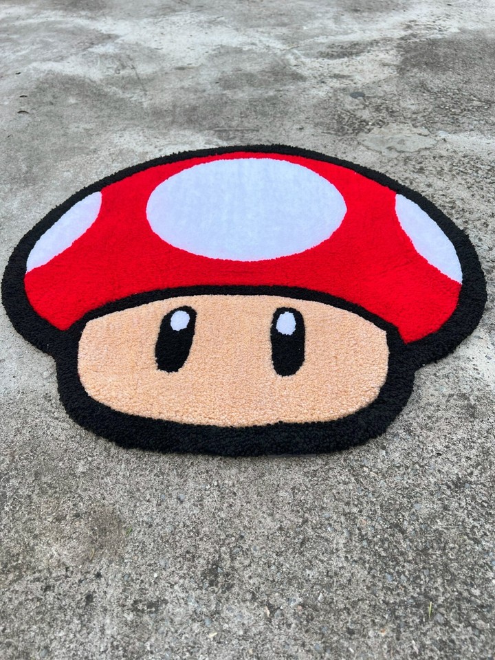Mushroom Rug, Handtufted Super Mario Rug, Cool Colors Custom Rug for ...