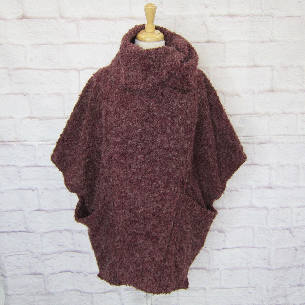 LUNA CLAIRE Burgundy Boucle Knit Oversized Cowl Neck … - Gem