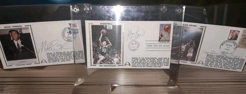 LARRY BIRD Magic Johnson Julius Dr.J Erving Gateway Stamp Autographs ...