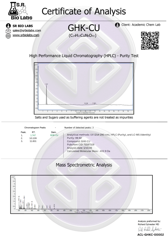PURE - 1 gram of raw GHK-Cu powder / Amber light protective vial w/ COA ...
