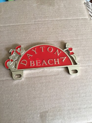 Rare Daytona Beach Motorcycle License Plate Topper Enamel Look Bike Car | eBay