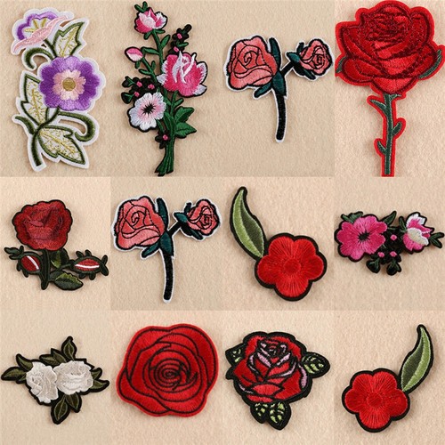 11x Embroidery Rose Flower Sew Iron on Patch on Badge Bag Jeans ...