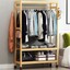Freestanding Bamboo Clothes Rail Shelf Rolling Garment Closet Organizer ...
