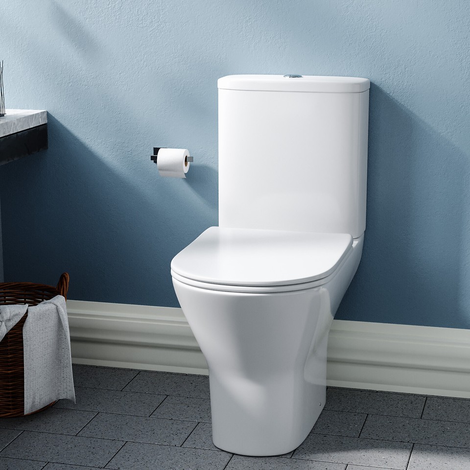 Modern Close Coupled Rimless Round Toilet Ceramic Soft Closing Seat ...