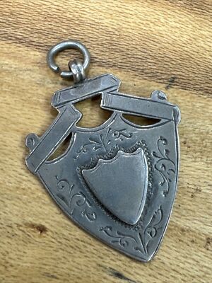 Antique Sterling Silver Engravable Shield Fob Medal Hallmarked V52 | eBay