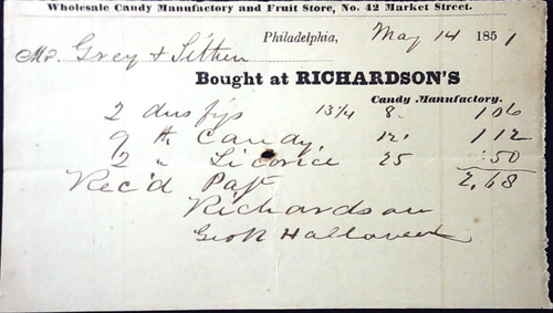 Richardson Candy Receipt Philadelphia Licorice Wholesale Confectionery ...