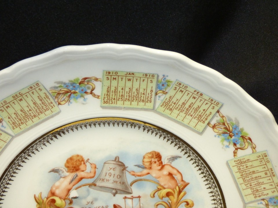 Antique 1910 Calendar Plate Cherubs Putti Pittman Store Advertising ...