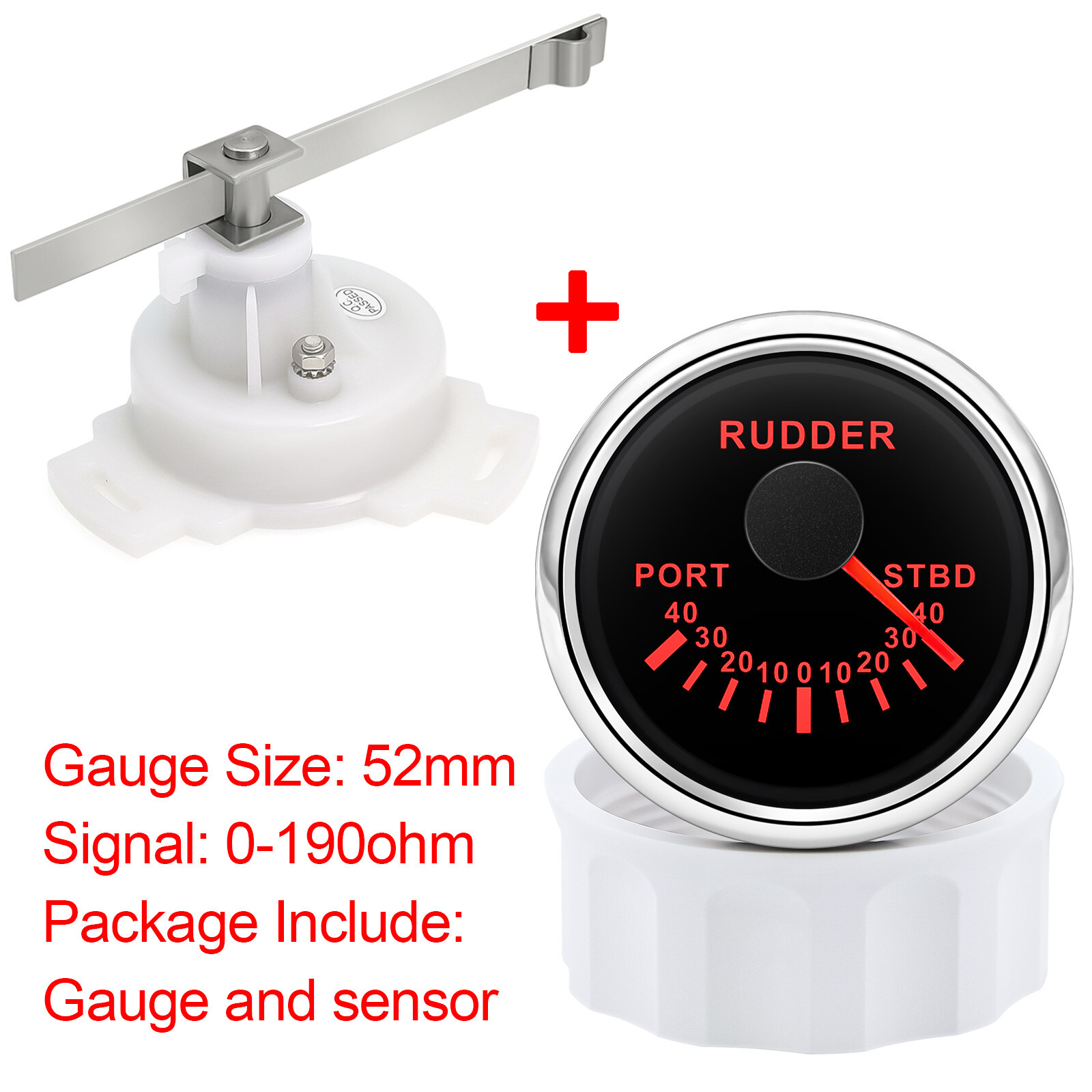 52mm Marine Boat Rudder Angle Indicator Gauge 0-190 Ohms PORT-STBD With ...