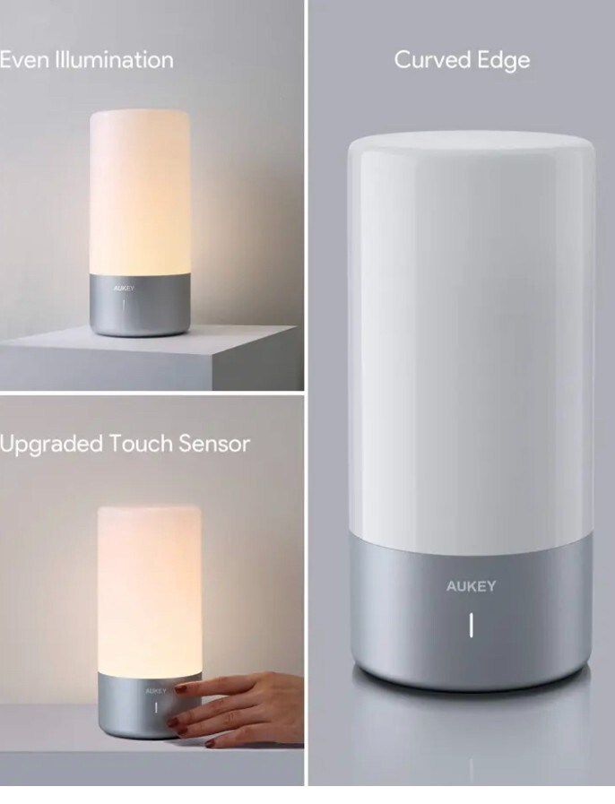 AUKEY LT-T6 Lighting Touch Sensor RGB Color Changing Table Lamp ...