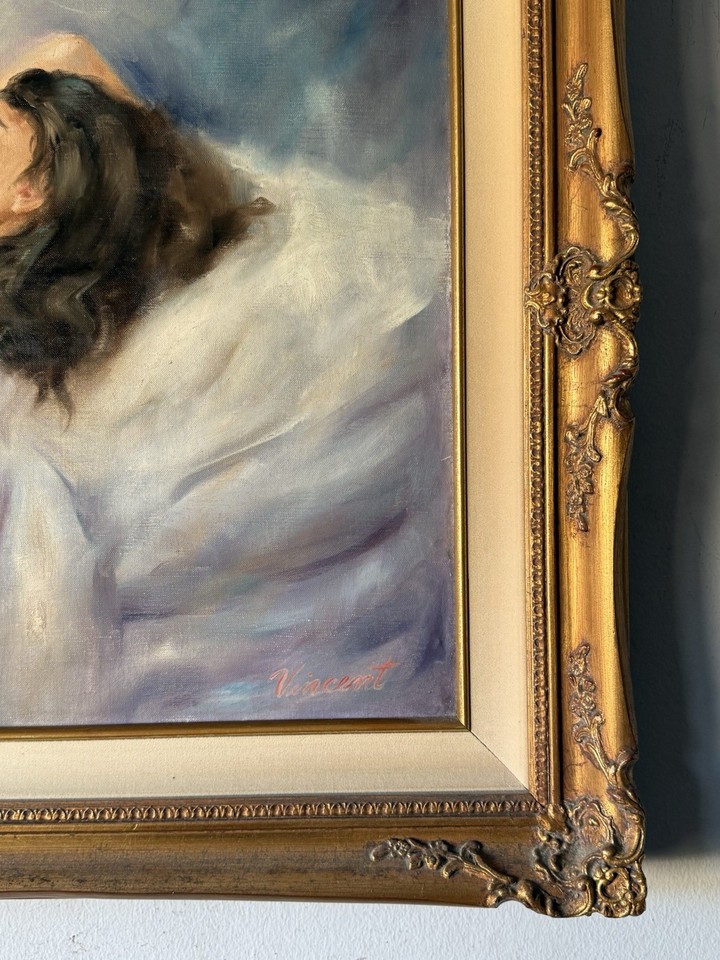 LAWRENCE VINCENT GARRISON ANTQUE PRETTY WOMAN FIGURATIVE OIL PAINTING ...