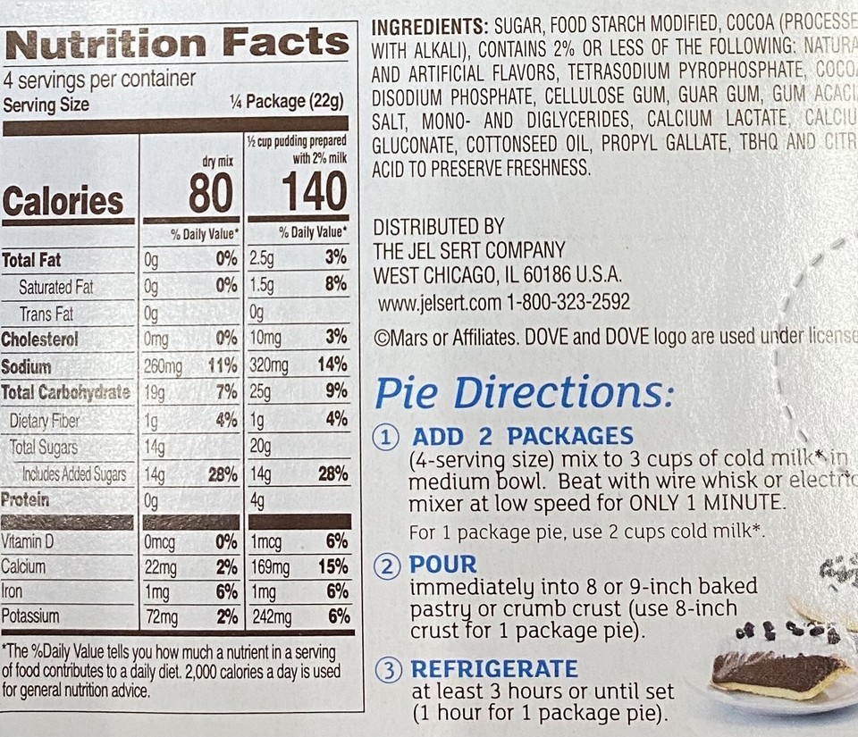 10x Dove MILK CHOCOLATE Silky Smooth Pudding & Pie Filling Mix 3.03oz ...