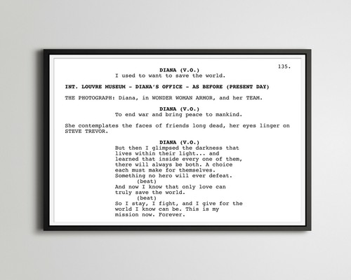 Wonder Woman Screenplay POSTER! (up to 24" x 36") - Gal Gadot - Script ...