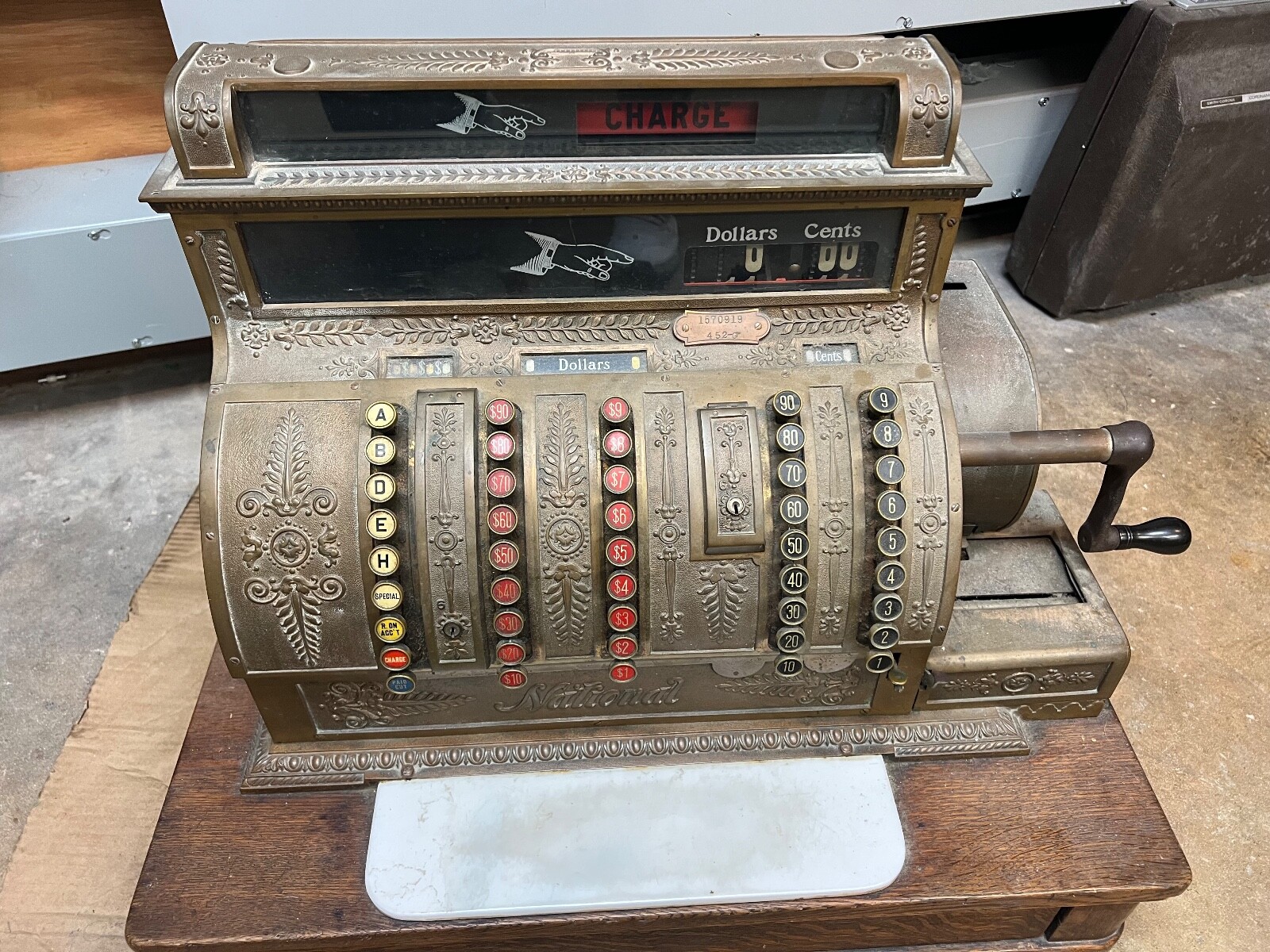 Vintage National Cash Register Model 452-G Brass S1570919 Great ...