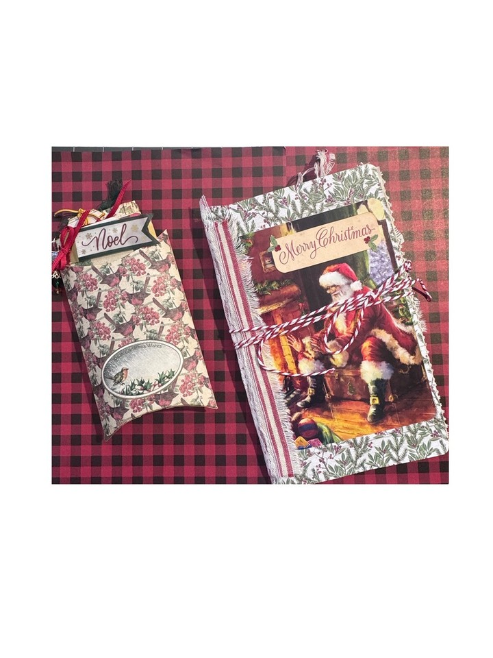 Junk Journal Christmas Santa Memory Diary 40 Pages 9x5” Tags Pocket ...