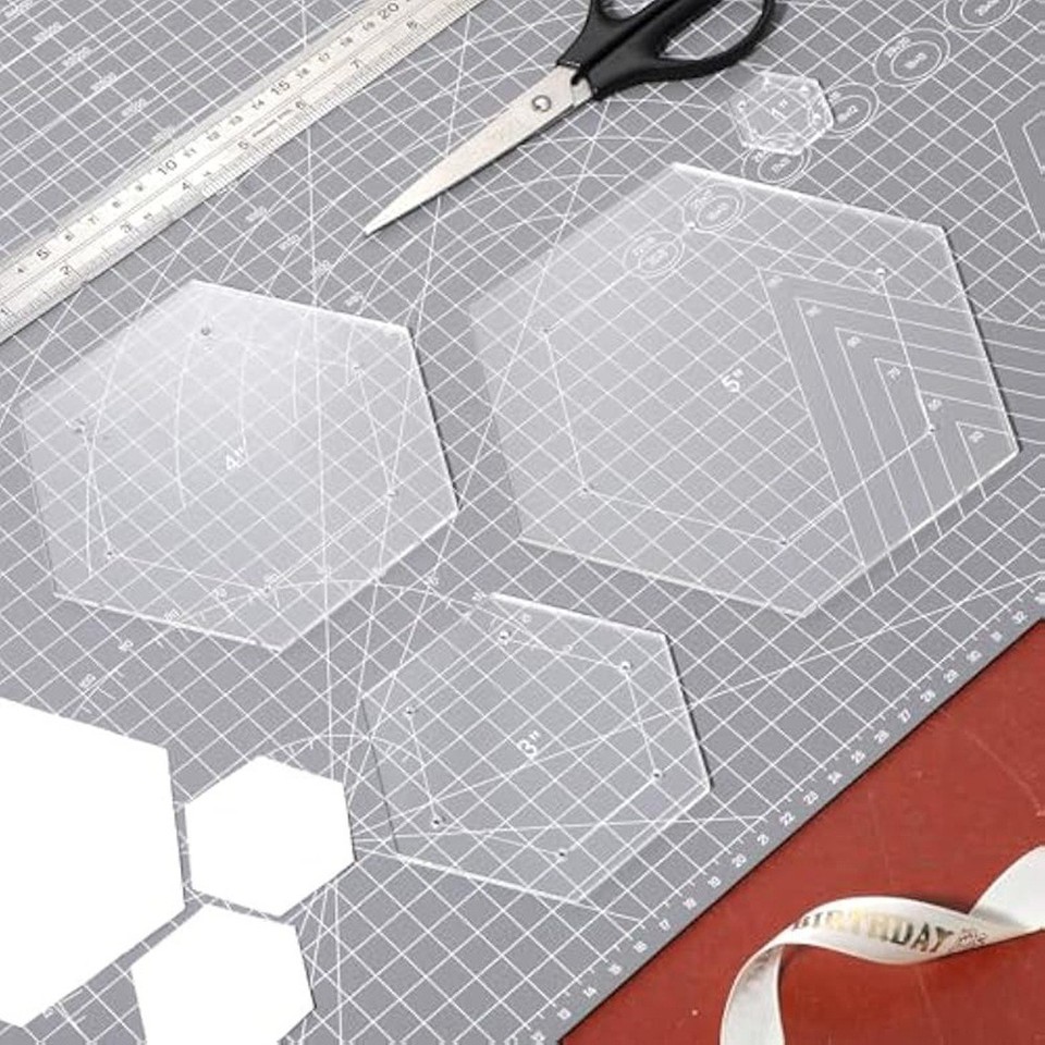 6Pcs Hexagon Quilting Template Acrylic Quilting Rulers & Templates ...