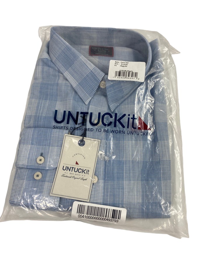 Untuckit Ceno Button Up Blue Long Sleeve Wrinkle Free Shirt Size XL ...