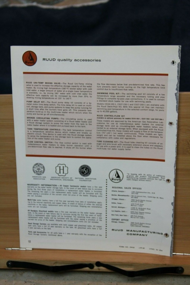 Brochure RUUD Manufacturing Co Commercial Water Heaters 1966 Vintage | eBay