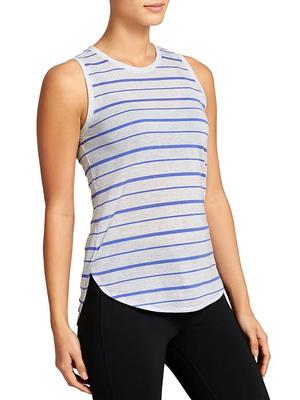 Athleta Womens XL - NWT$49 - Blue Striped Linen Blend Asana Muscle Tee ...