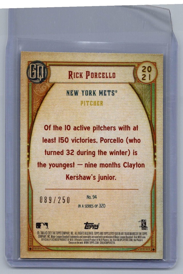 2021 Topps Gypsy Queen #94 Rick Porcello Indigo #/250 | eBay