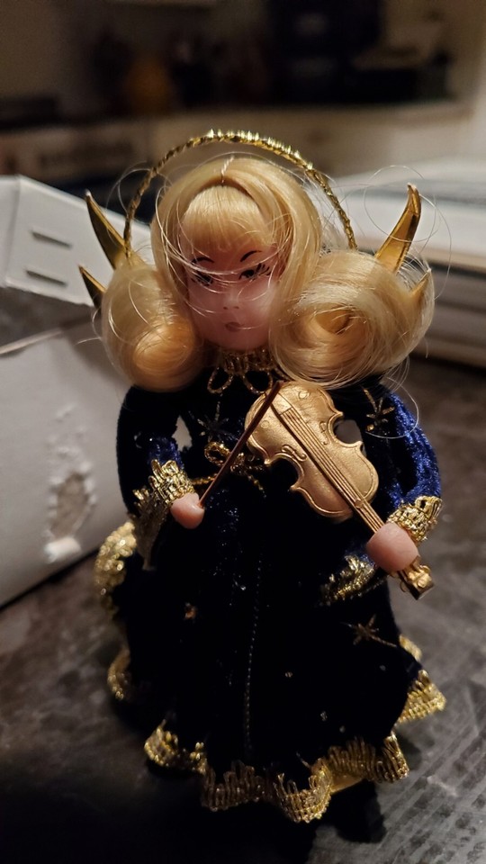 Antique Nuremberg Wax Angel Tree Topper Vintage German 14" Blue Foil ...