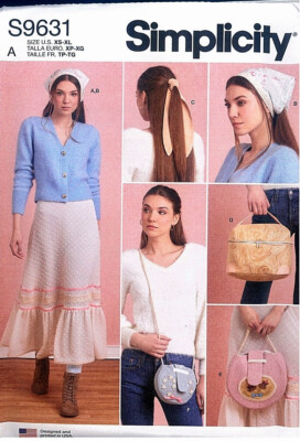 Simplicity 9631 Pettiskirt Hair Accessories Purses Pattern Misses XS-XL ...