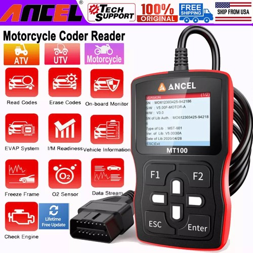 Motorcycle Diagnostic Tool Full OBD2 Scanner Motor Code Reader ABS ...