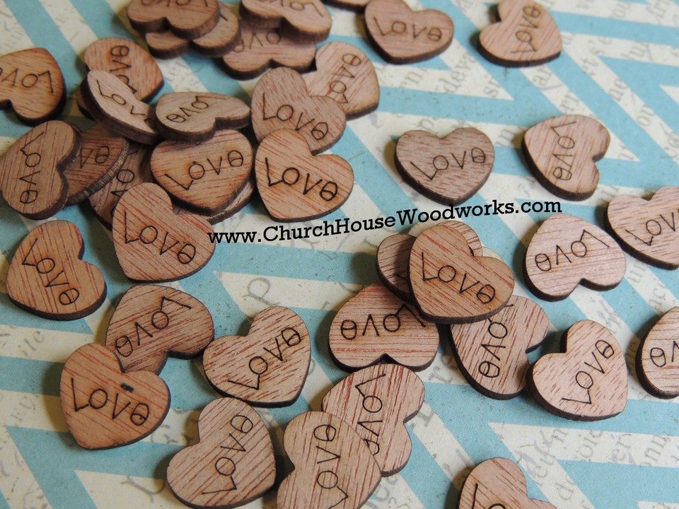 500 Wood Heart Table Confetti Combo Pack Wooden Hearts Mr Mrs Bride ...