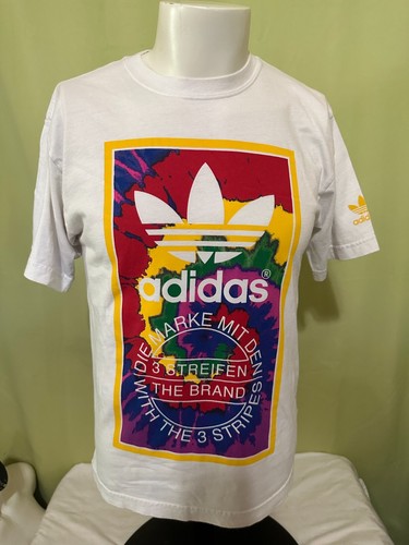 Adidas Block Logo 3 Stripes Men's White T Shirt Small | eBay