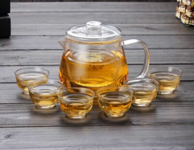 7 Pc Tea Set Penguin Style Infuser Teapot 600ml + 6 Mini Sized Tea Cups ...