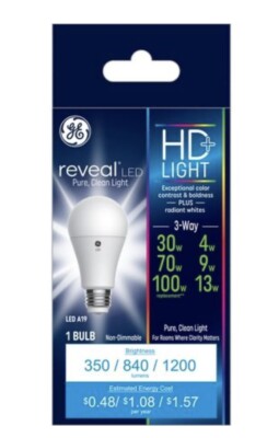 GE LED 3-Way Light Bulb, Soft White, A19 Medium Base, 4/9/13 Watt | eBay